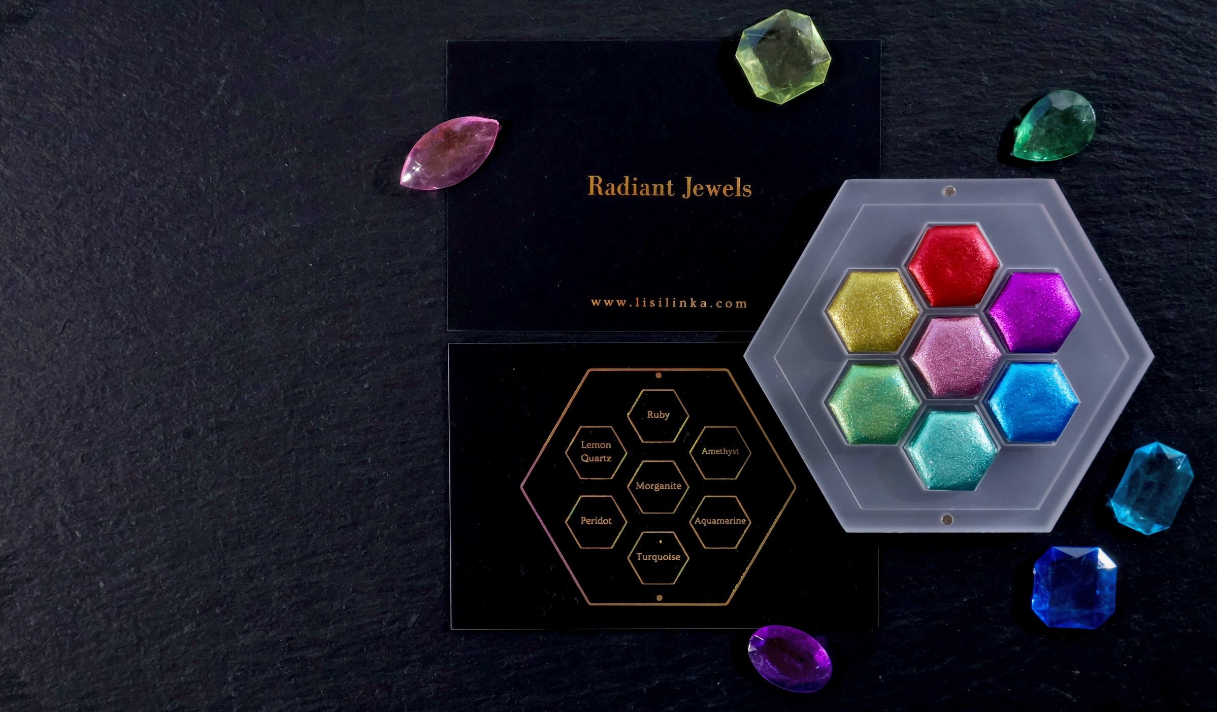 Premium handmade sparkling metallic watercolors by Lisilinka