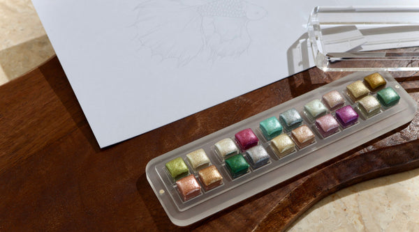 Premium handmade sparkling metallic watercolors by Lisilinka