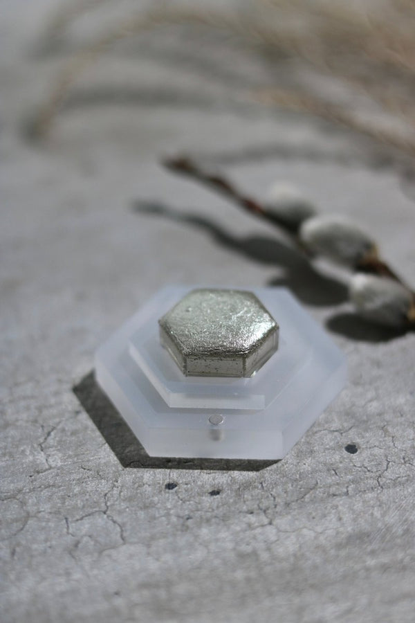 Crystal Silver - handmade sparkling metallic watercolor - Lisilinka