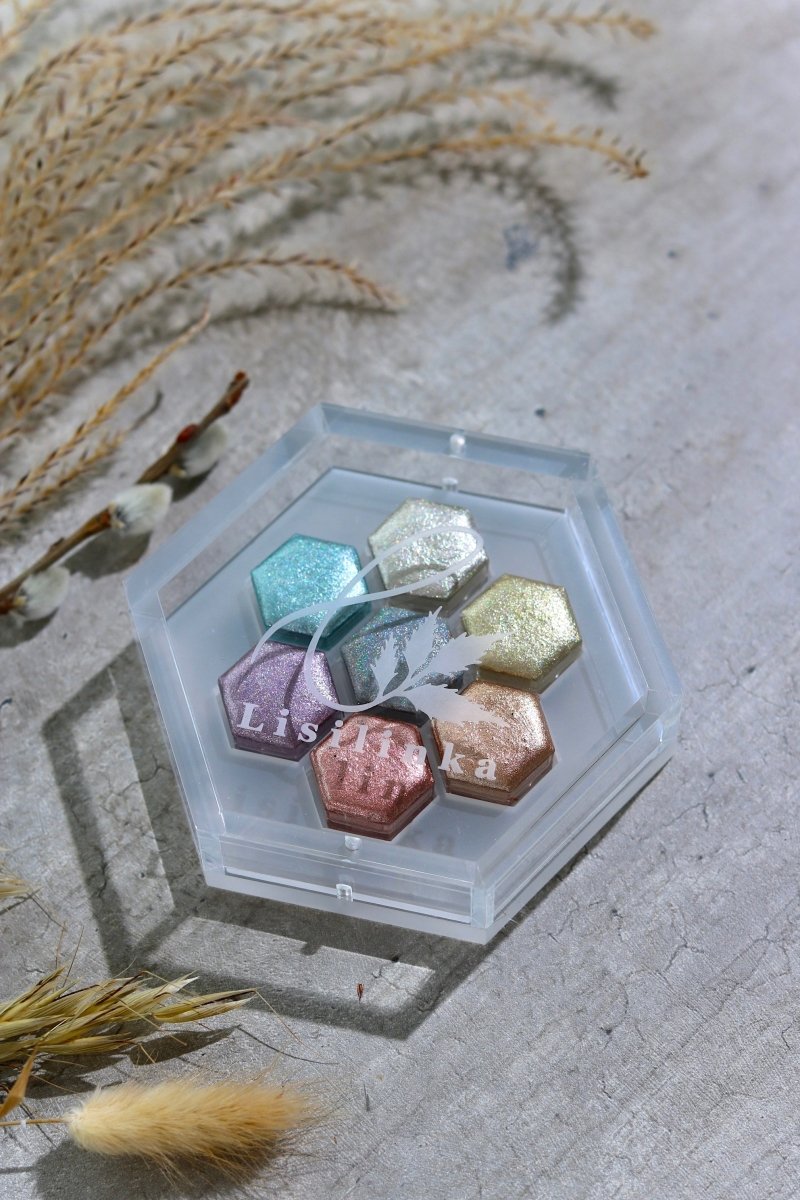 Pure Prism - seven handmade metallic holographic watercolors - Lisilinka